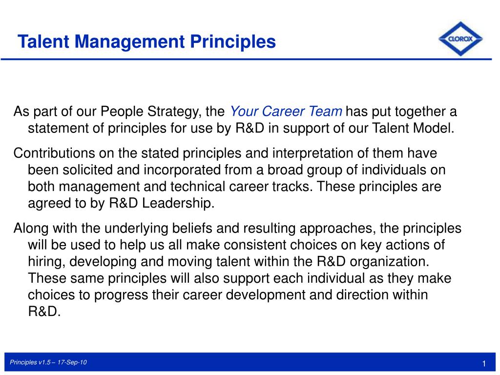 PPT - Talent Management Principles for R&D: Supporting Career ...