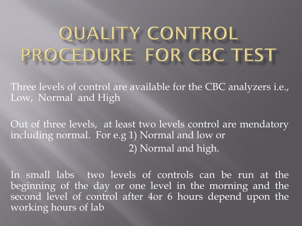PPT - Quality control procedure for CBC test PowerPoint Presentation ...