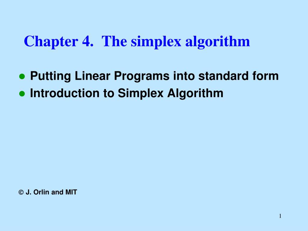 PPT - Chapter 4. The simplex algorithm PowerPoint Presentation, free ...