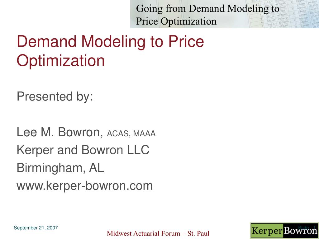 PPT - Demand Modeling to Price Optimization PowerPoint Presentation ...