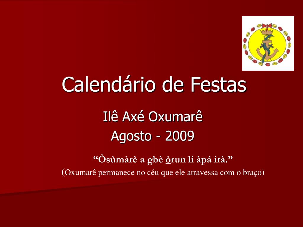 PPT - Calendário de Festas PowerPoint Presentation, free download - ID ...