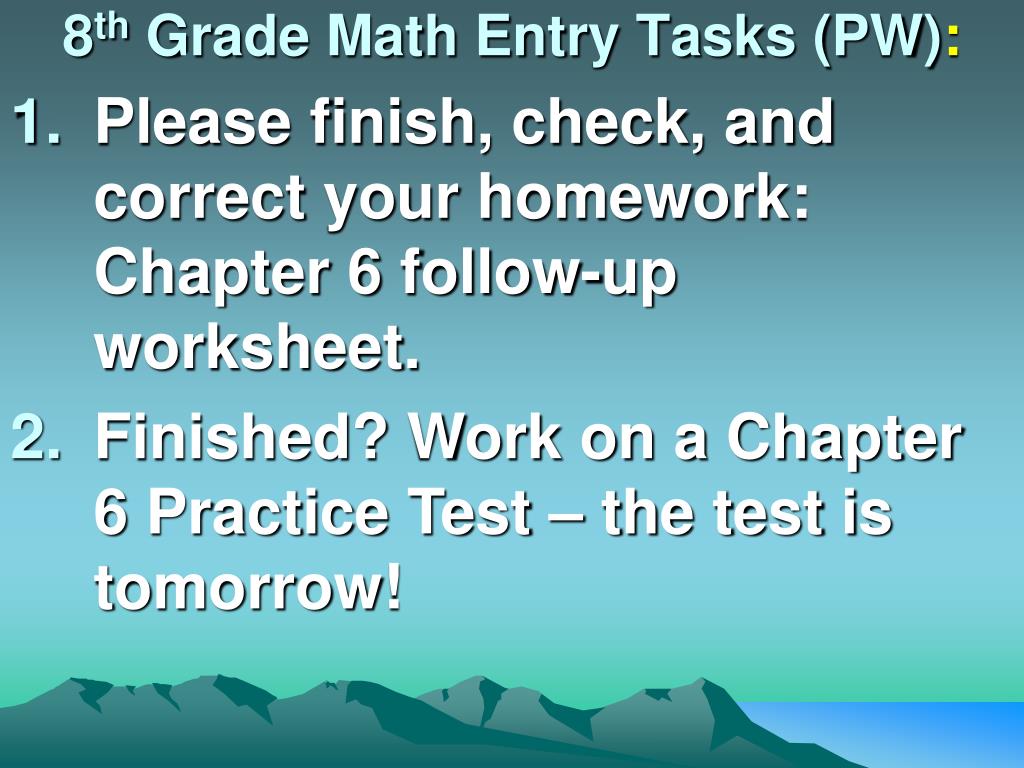 PPT - 8 th Grade Math Entry Tasks (PW) : PowerPoint Presentation, free ...