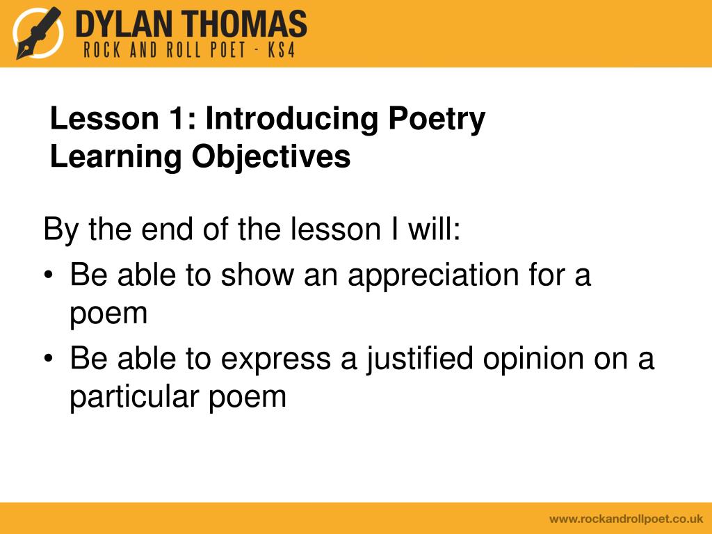 PPT - Lesson 1: Introducing Poetry Learning Objectives PowerPoint ...