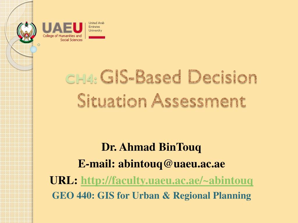 PPT - CH4: GIS-Based Decision Situation Assessment PowerPoint ...