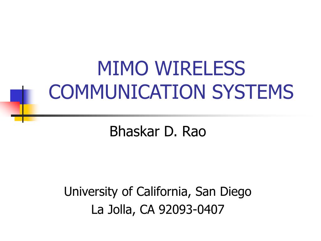 PPT - MIMO WIRELESS COMMUNICATION SYSTEMS PowerPoint Presentation, free ...