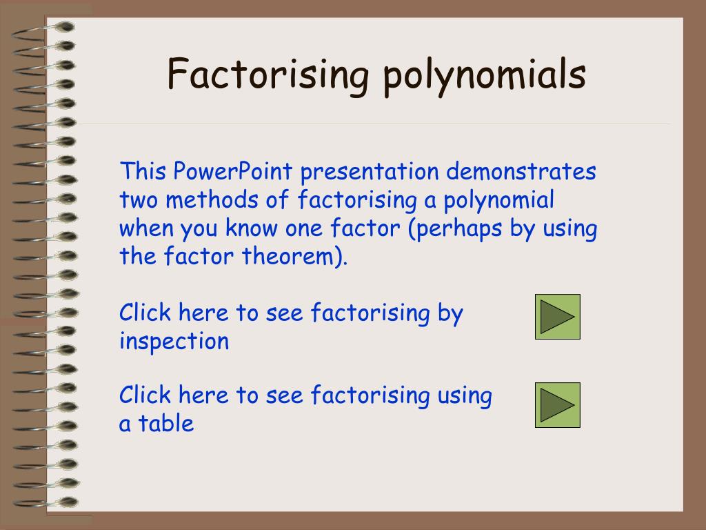 PPT - Factorising polynomials PowerPoint Presentation, free download ...