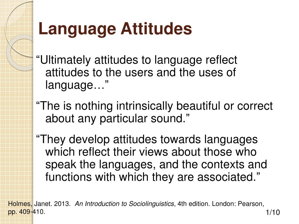 PPT - Language Attitudes PowerPoint Presentation, free download - ID ...