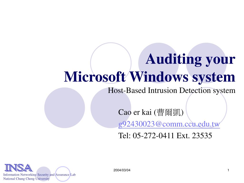 PPT - Auditing your Microsoft Windows system Host-Based Intrusion ...