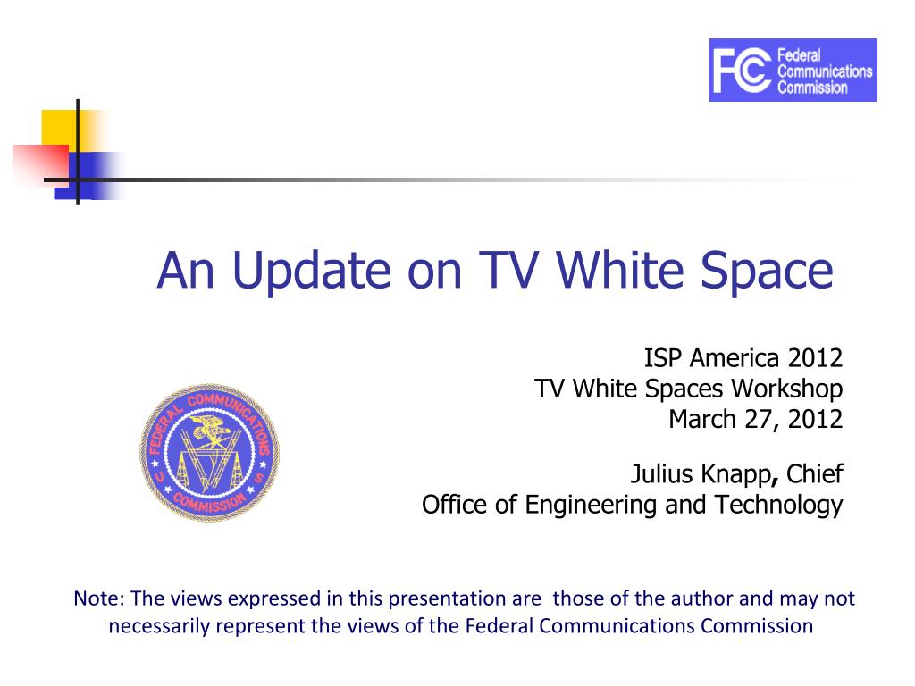 PPT - An Update on TV White Space PowerPoint Presentation, free ...