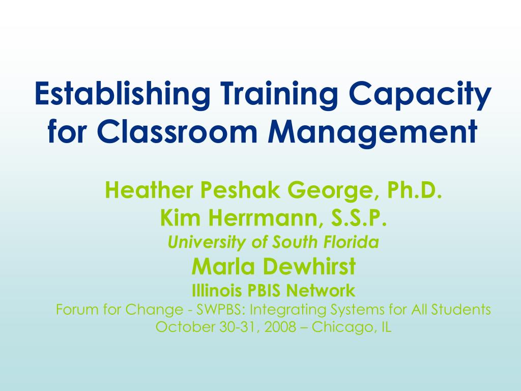 PPT - Establishing Training Capacity for Classroom Management ...